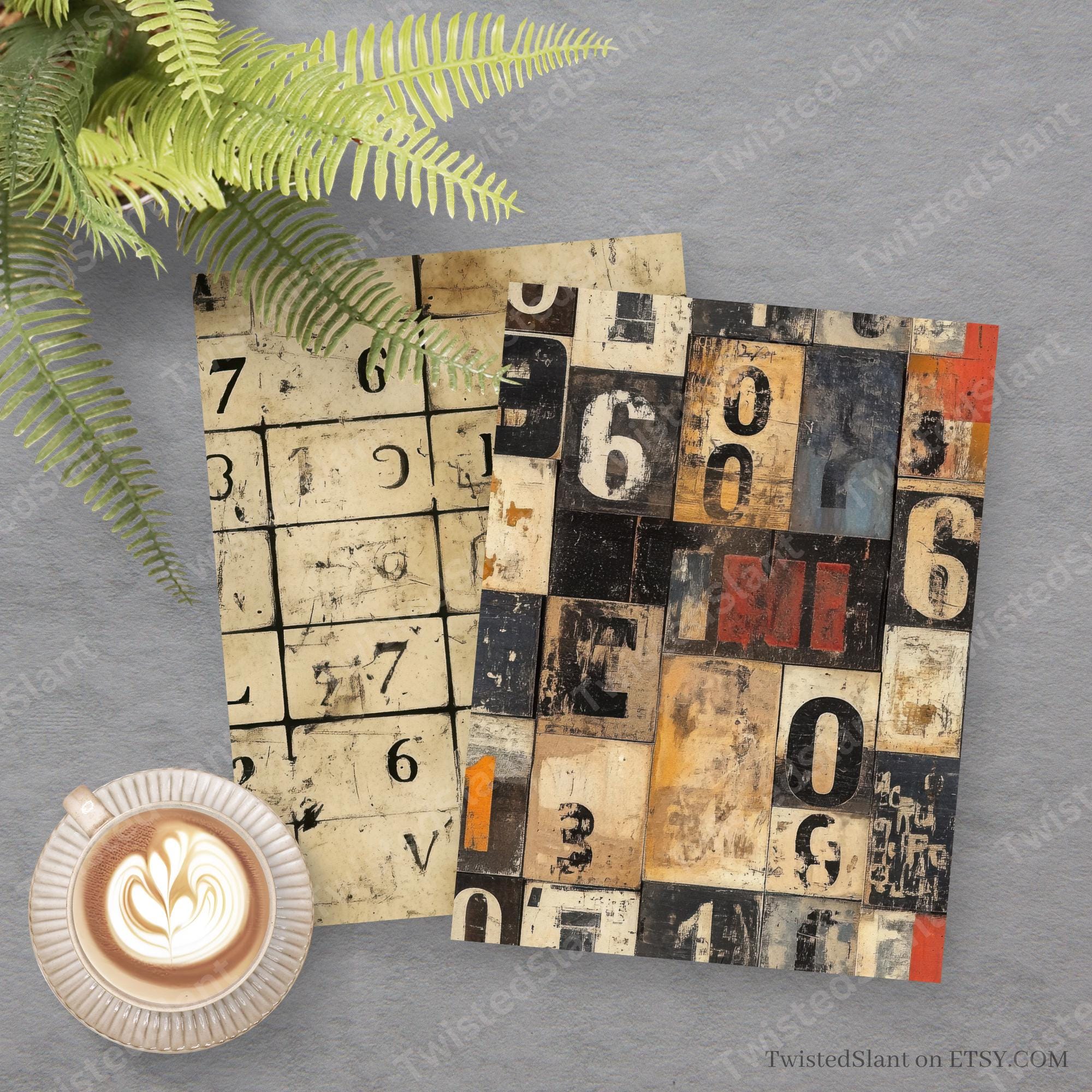 Digital Papers With Numbers on Letters | INSTANT DOWNLOAD | Letters and Numbers | Seamless Paper ...