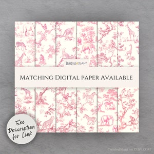 Pink Safari Toile Clipart: Vintage Chinoiserie (instant Download) - Etsy