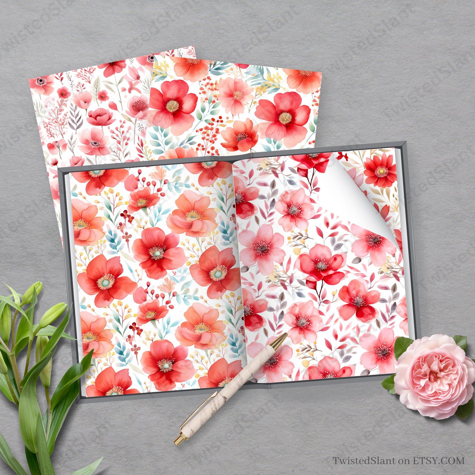 Spring Floral Medley Digital Paper | INSTANT DOWNLOAD | Watercolor ...