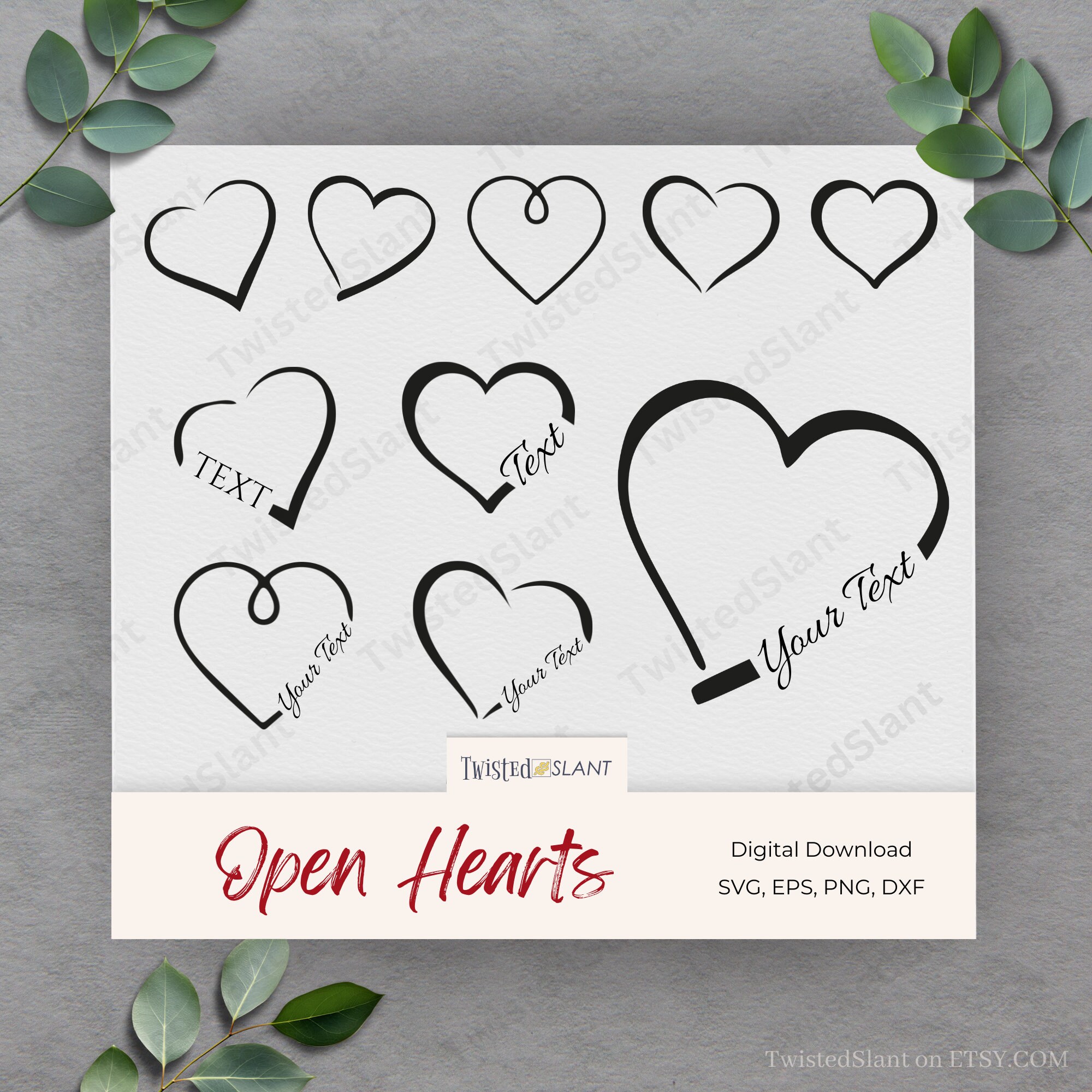 Open Heart Svg, Heart SVG, Heart DXF, Valentine Heart Cut File ...