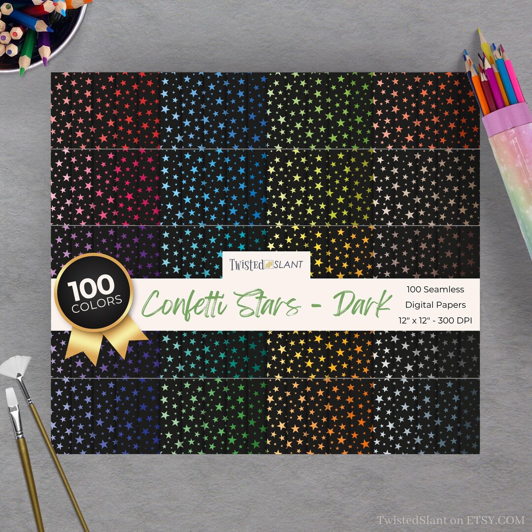 Digital Papers Bright Colors With Stars | INSTANT DOWNLOAD | Confetti ...