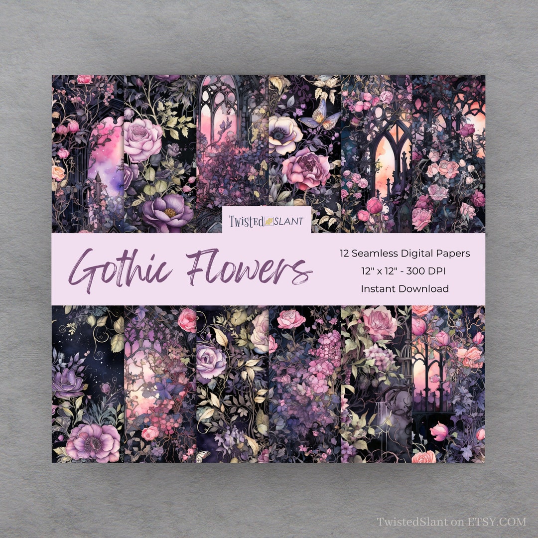 Gothic Floral Digital Papers | INSTANT DOWNLOAD | Seamless Papers ...