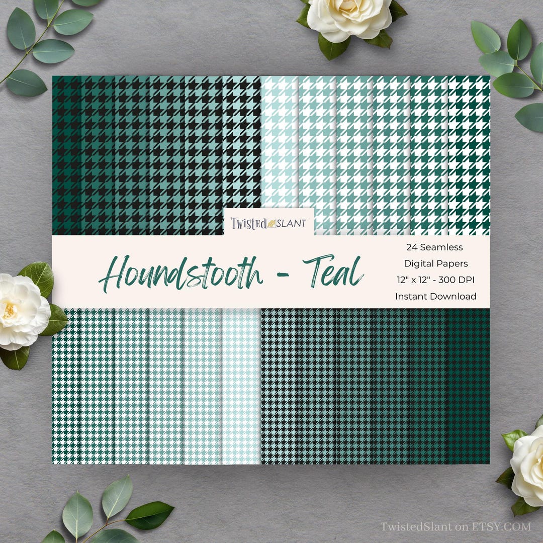 Houndstooth Digital Paper | INSTANT DOWNLOAD | Houndstooth Pattern ...