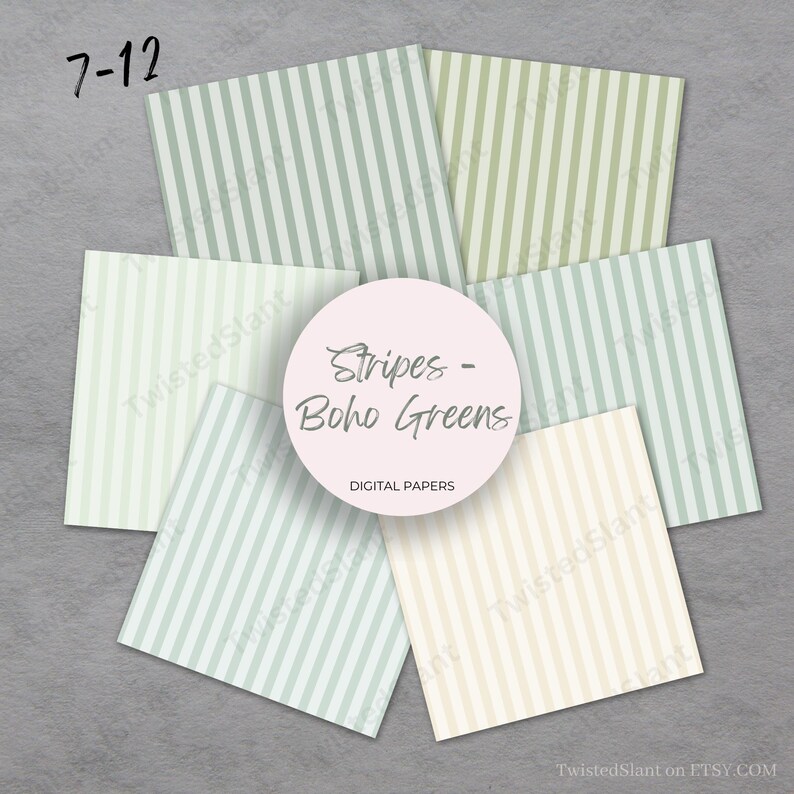 Sage Green Stripe Digital Paper | INSTANT DOWNLOAD | Striped Background ...