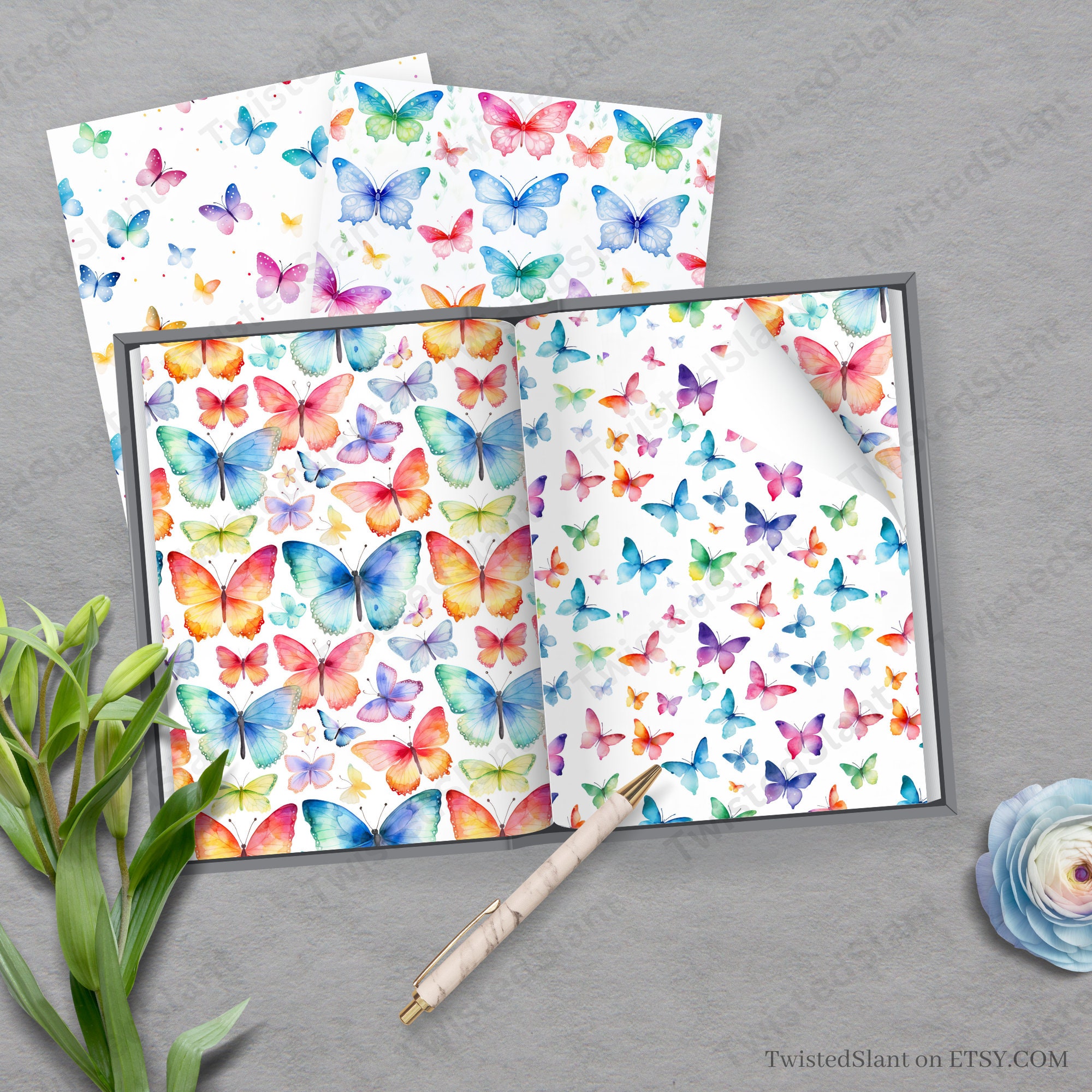 Bright Butterflies Digital Paper | INSTANT DOWNLOAD | Butterfly Digital ...