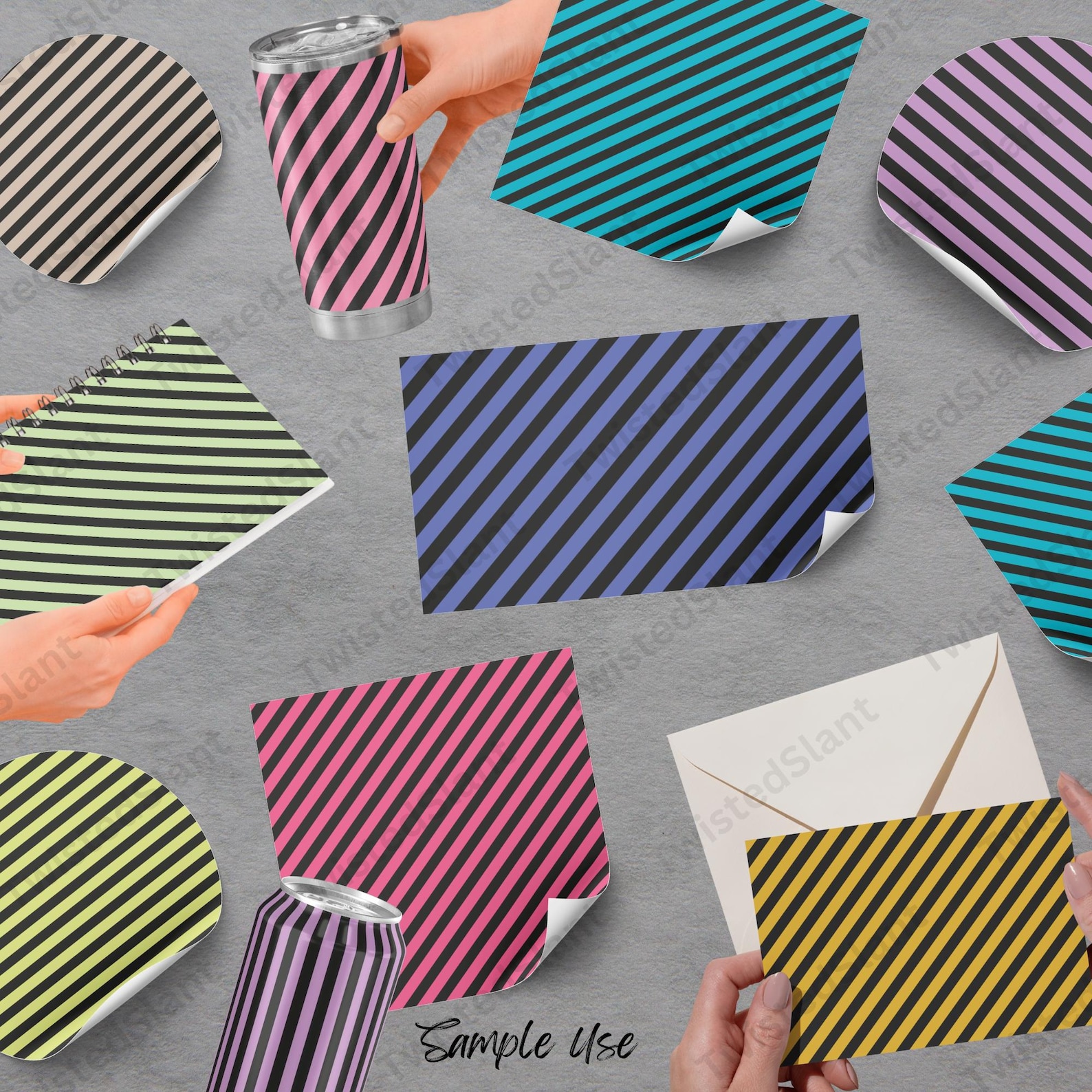 Diagonal Stripes Digital Paper | INSTANT DOWNLOAD | Striped Background ...