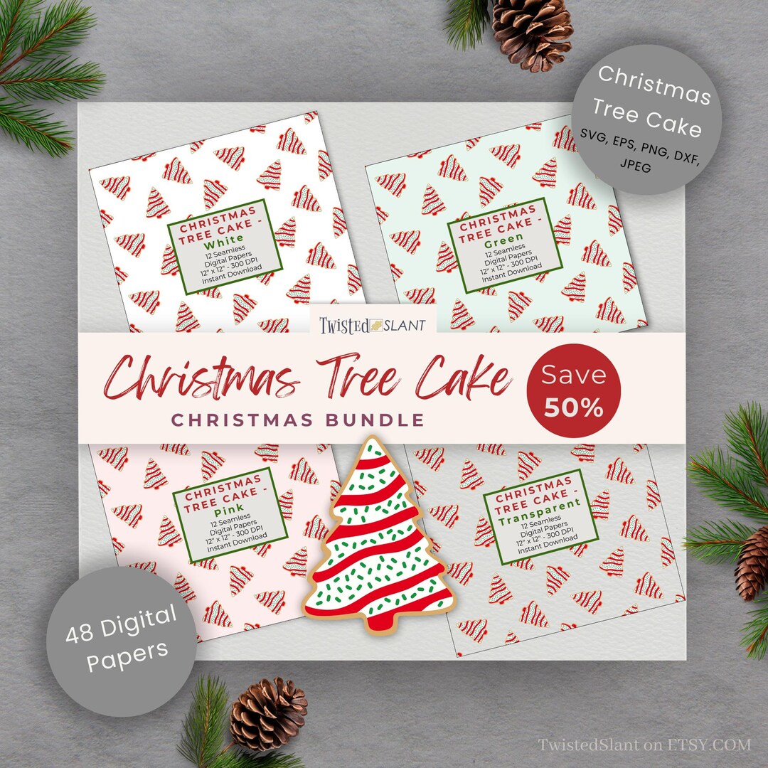 Christmas Tree Cake Seamless Pattern | INSTANT DOWNLOAD | Christmas ...