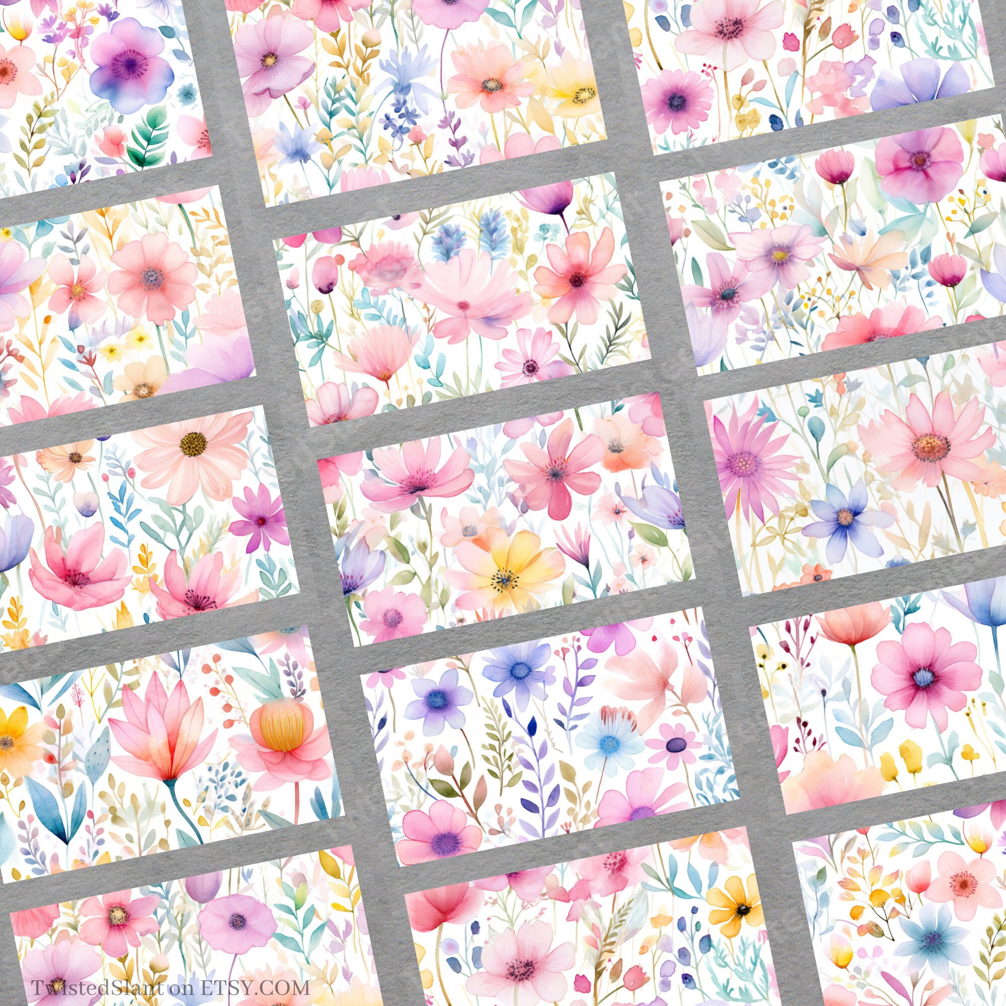 Spring Floral Medley Digital Paper | INSTANT DOWNLOAD | Watercolor ...