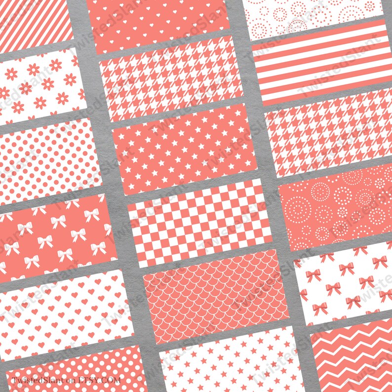 Coral Pink Digital Papers | INSTANT DOWNLOAD | Seamless Geometric ...
