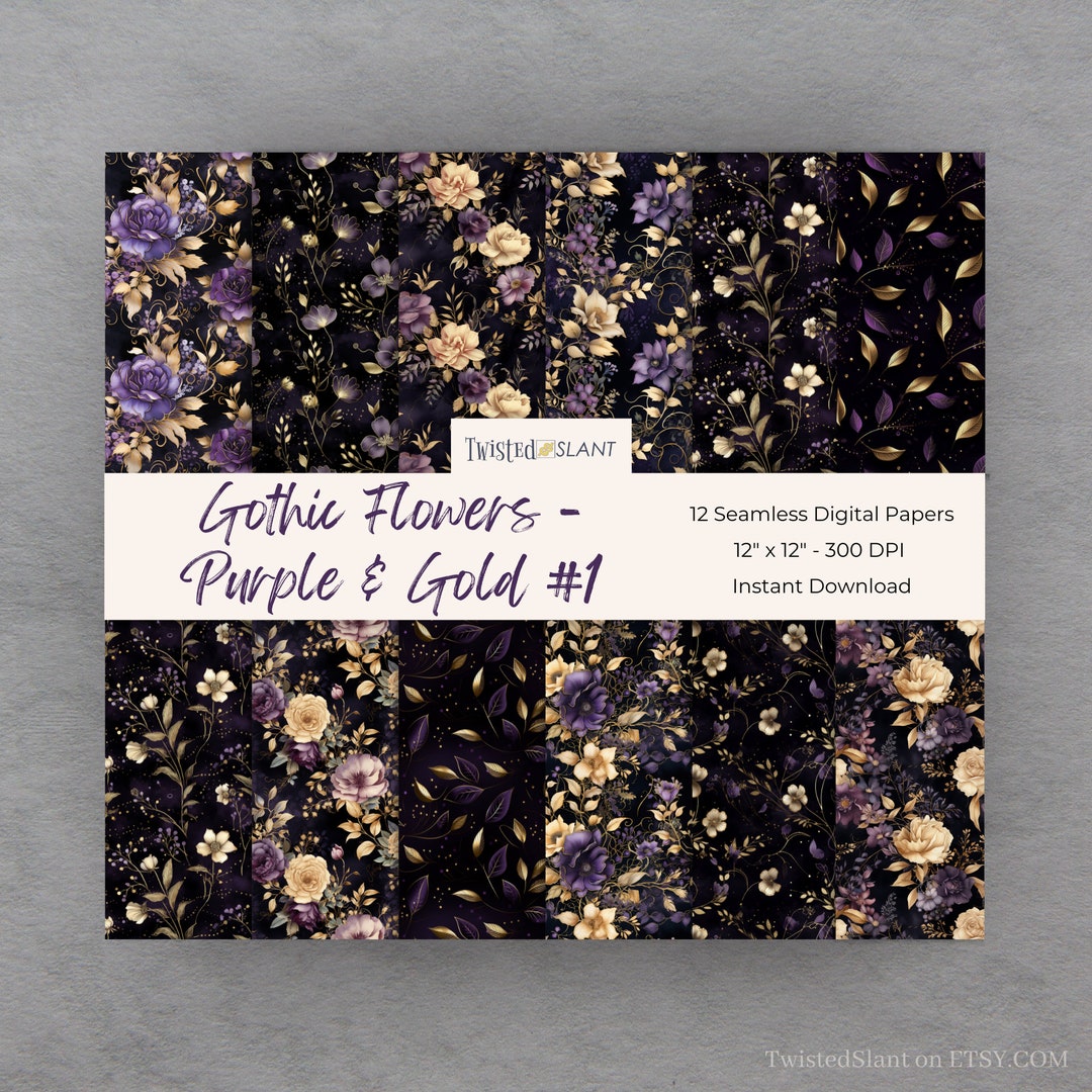 Gothic Floral Digital Papers | INSTANT DOWNLOAD | Seamless Papers ...