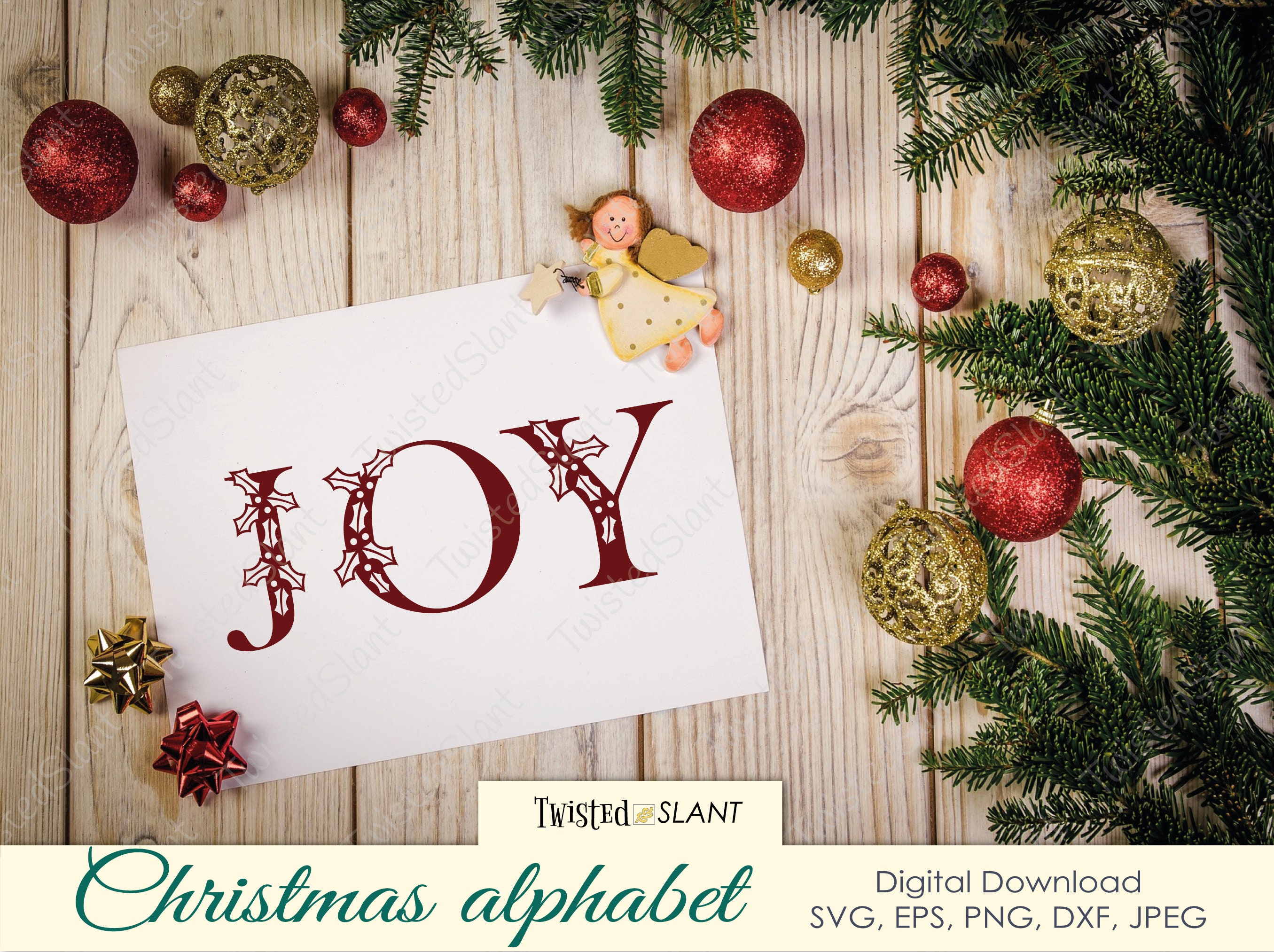 Christmas Font Svg, Monogram Letters Svg, Christmas Monogram Svg, Holly ...