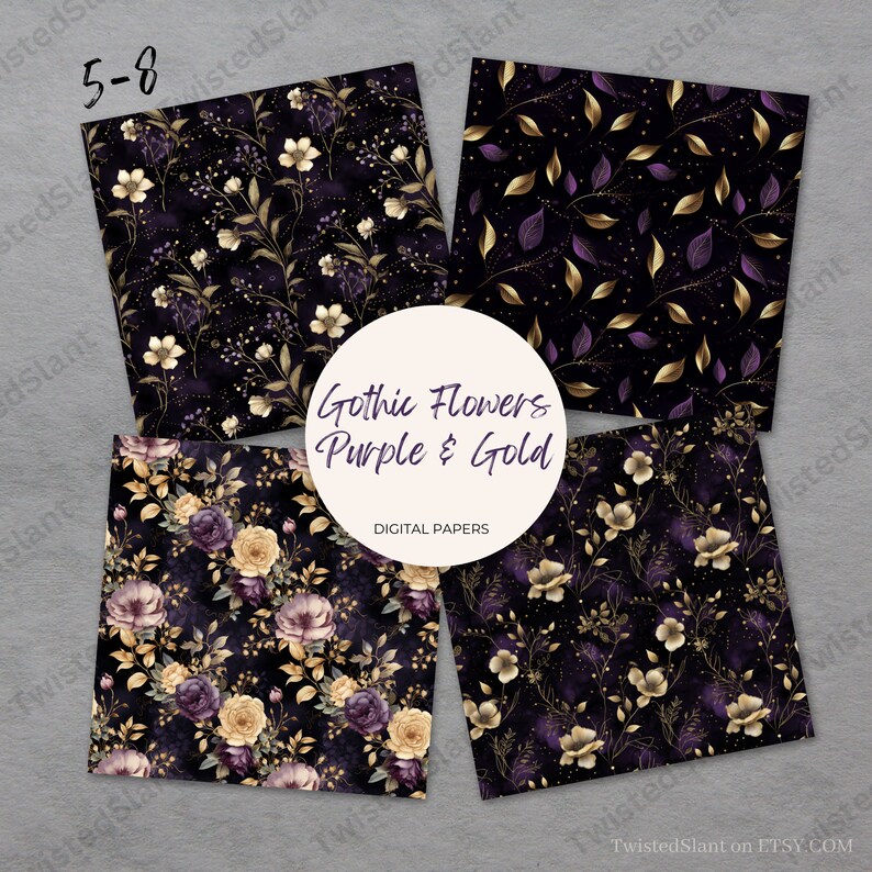 Gothic Floral Digital Papers | INSTANT DOWNLOAD | Seamless Papers ...