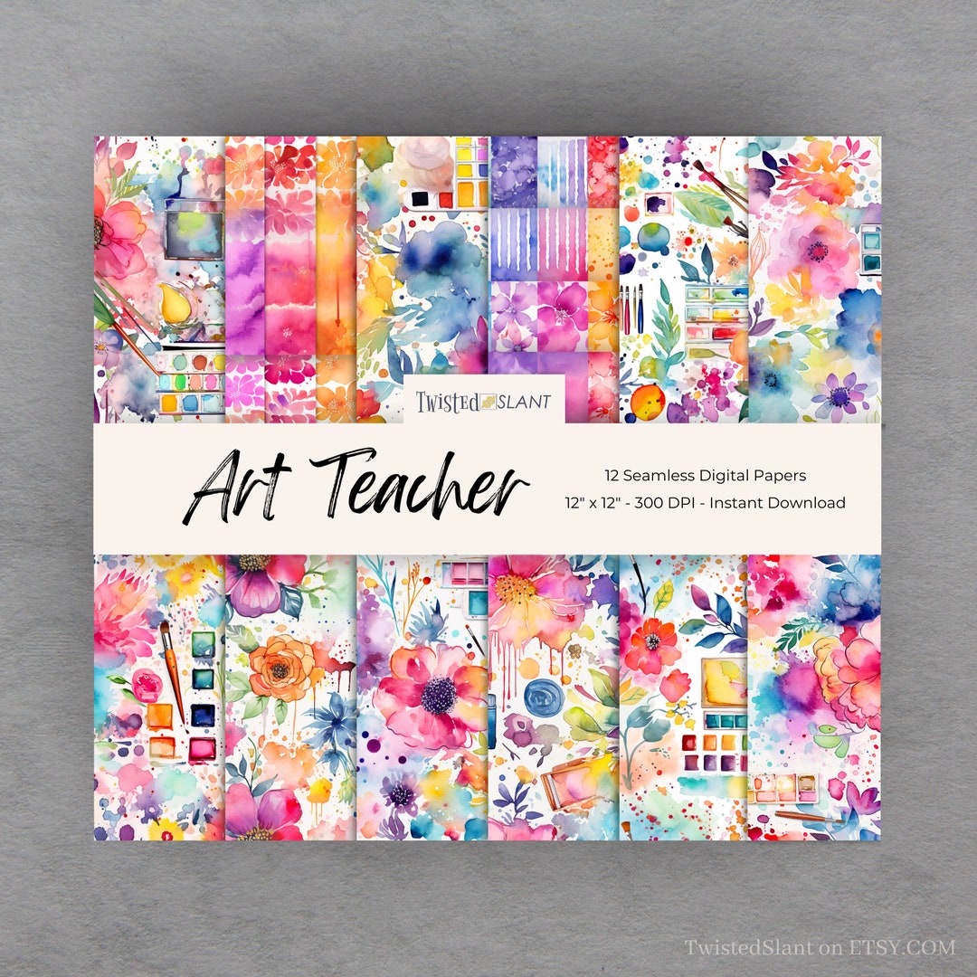 Art Teacher Digital Paper | INSTANT DOWNLOAD | Seamless Papers ...