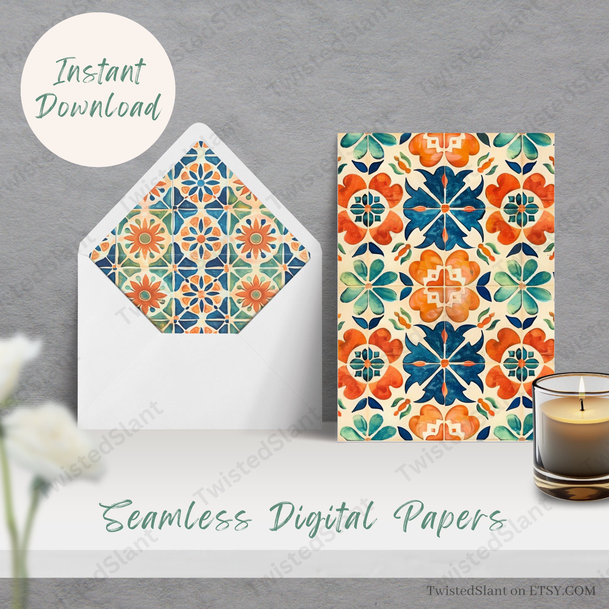 Mediterranean Tiles Digital Paper | INSTANT DOWNLOAD | Mediterranean ...