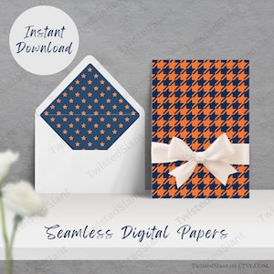 Navy Blue and Orange Digital Paper | INSTANT DOWNLOAD | Seamless ...