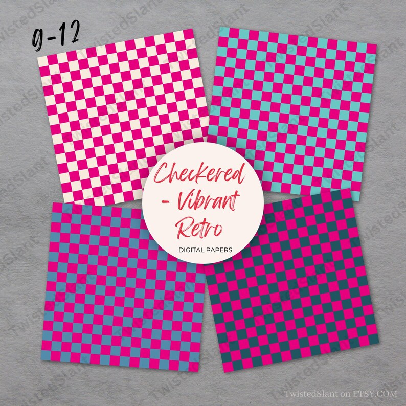 Retro Checkered Digital Paper | INSTANT DOWNLOAD | Checkered Background ...
