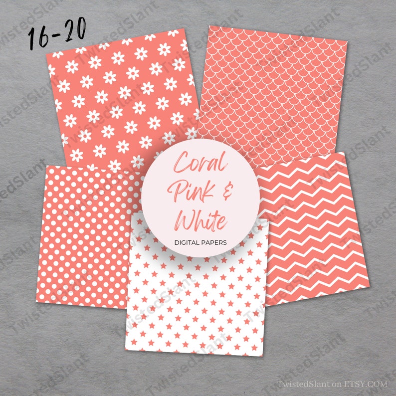 Coral Pink Digital Papers | INSTANT DOWNLOAD | Seamless Geometric ...