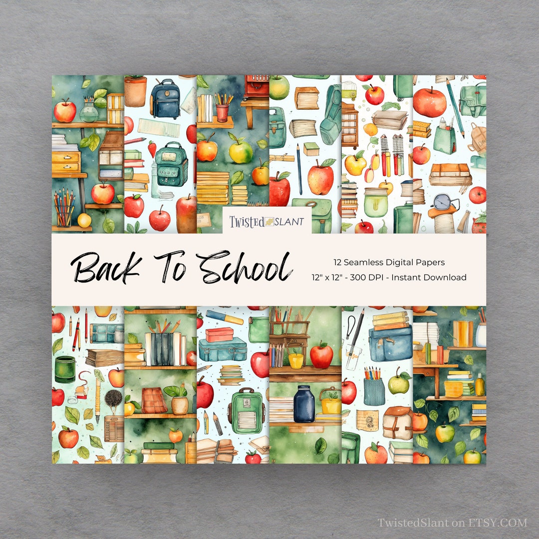 Back to School Digital Paper | INSTANT DOWNLOAD | Seamless Papers ...