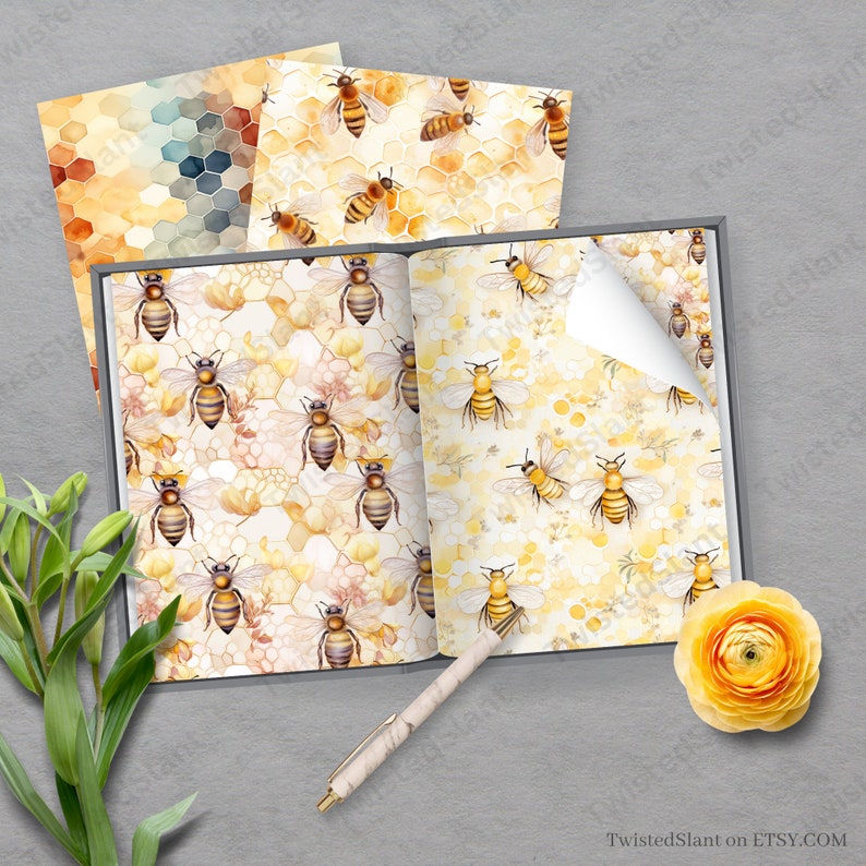 Honey Bee Digital Paper Seamless Pattern INSTANT DOWNLOAD Bee Digital ...