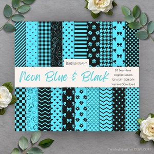 Neon Digital Papers | INSTANT DOWNLOAD | Seamless Geometric | Pattern ...