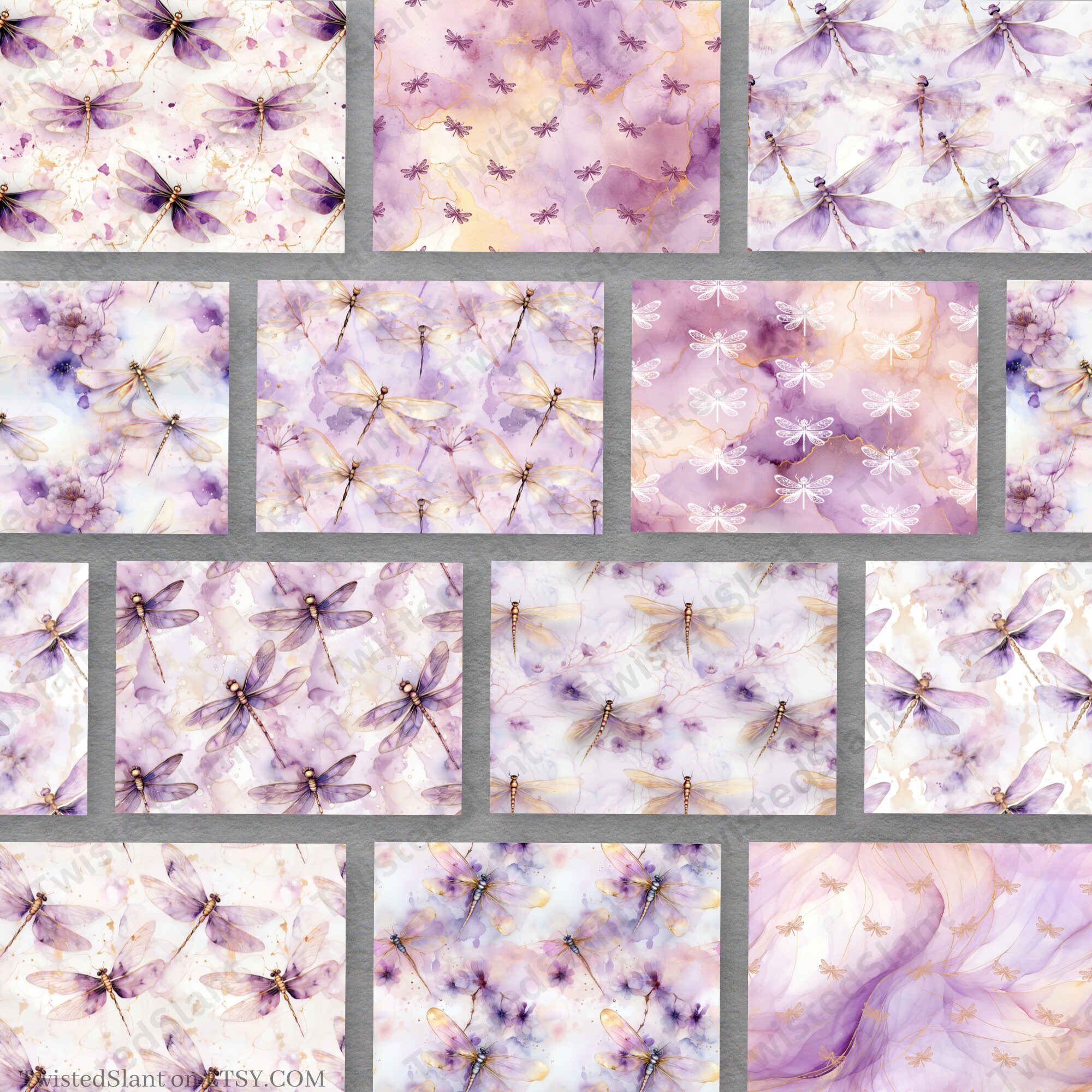 Watercolor Dragonfly Digital Paper INSTANT DOWNLOAD Dragonfly Digital ...