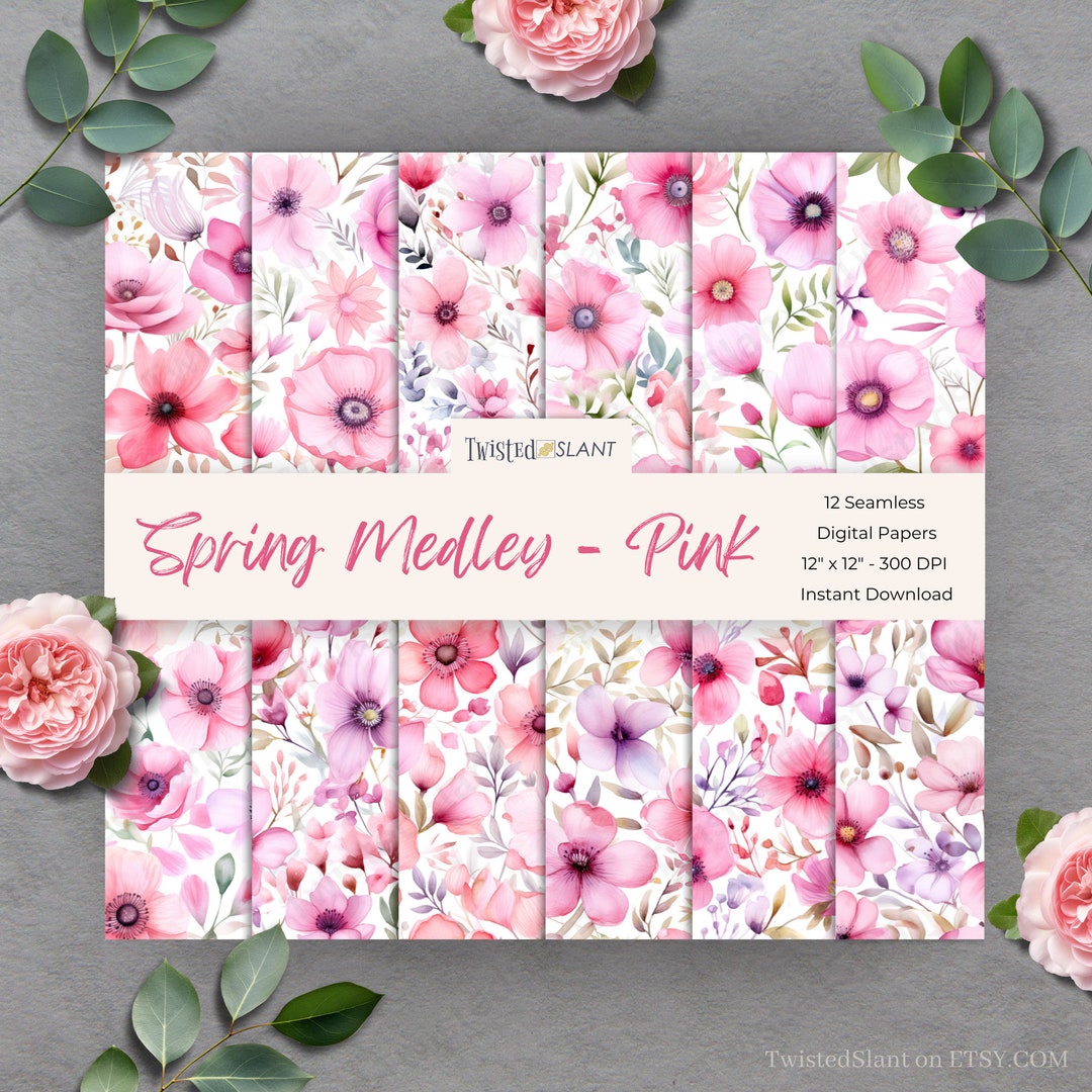 Spring Floral Medley Digital Paper | INSTANT DOWNLOAD | Watercolor ...