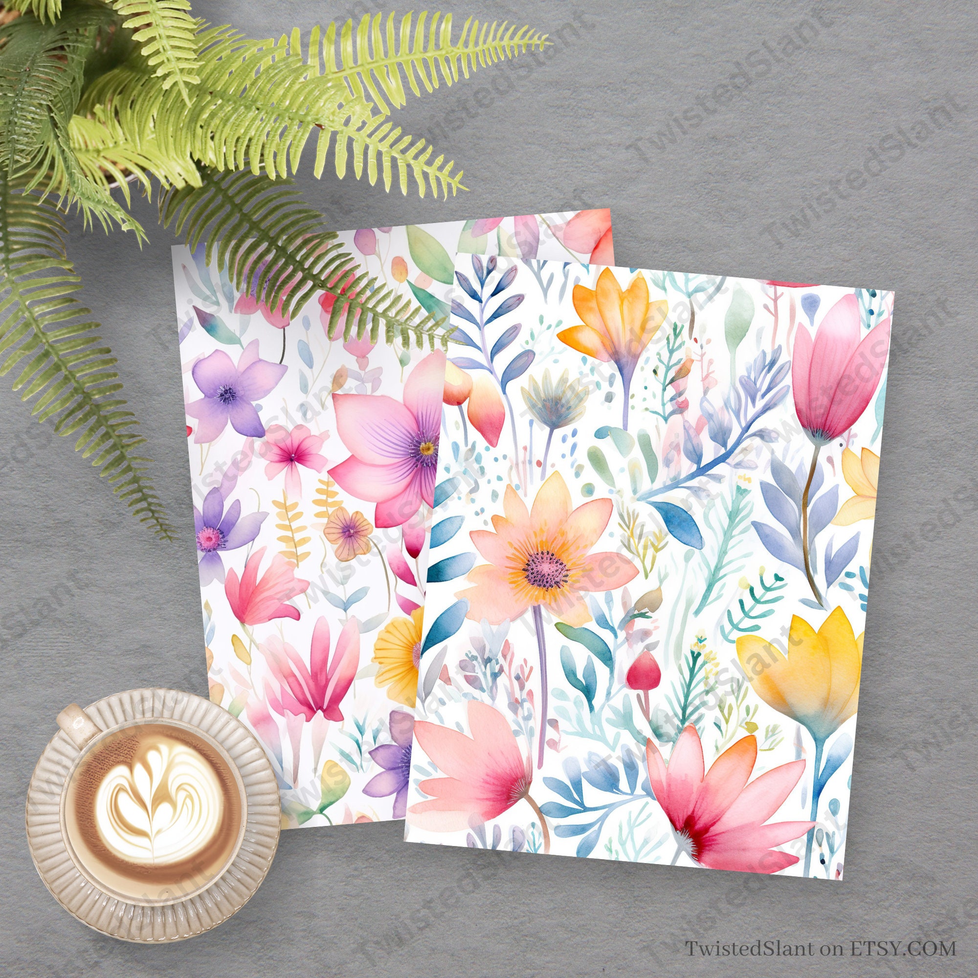 Spring Floral Medley Digital Paper | INSTANT DOWNLOAD | Watercolor ...
