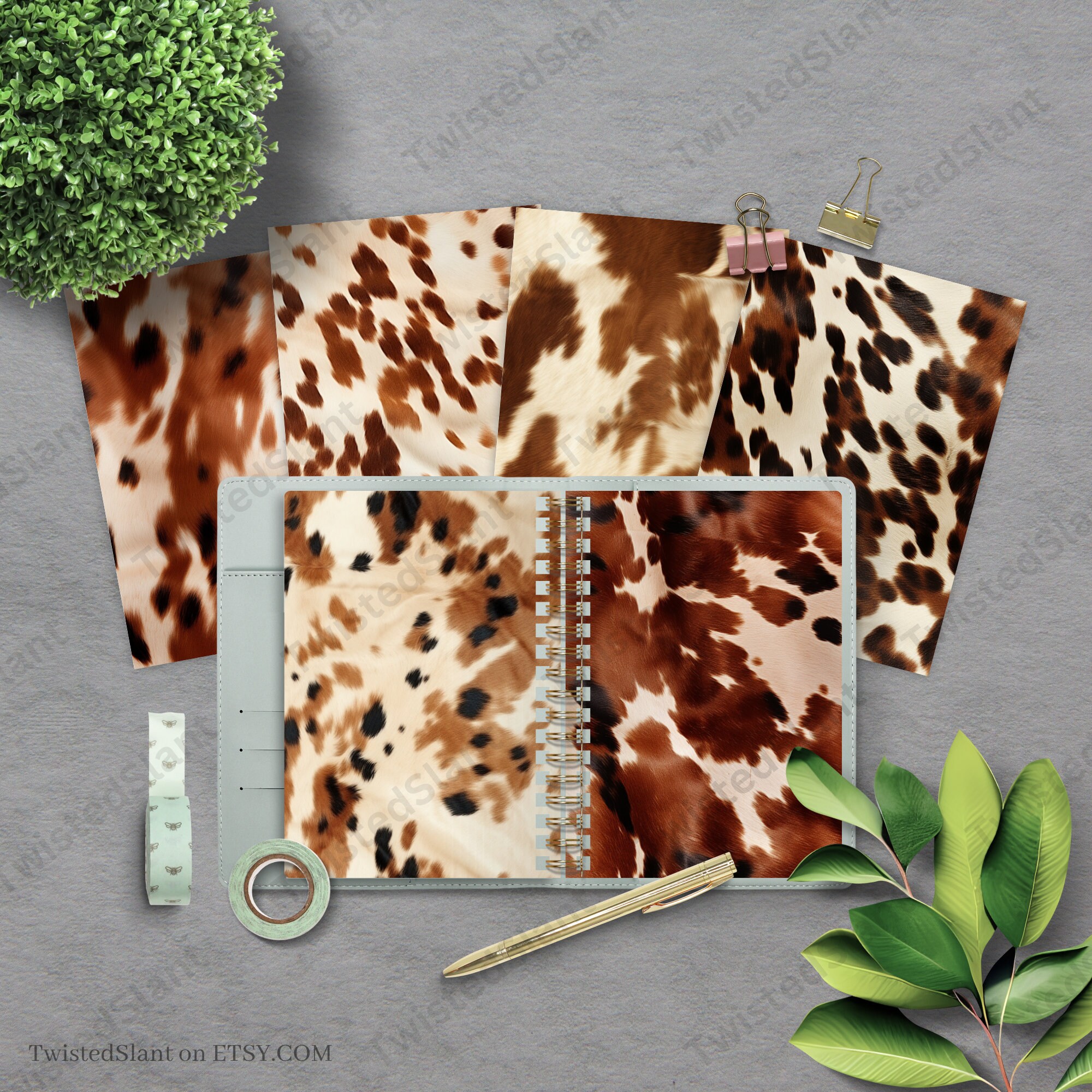 Cowhide Background Digital Paper INSTANT DOWNLOAD Western Digital Paper ...