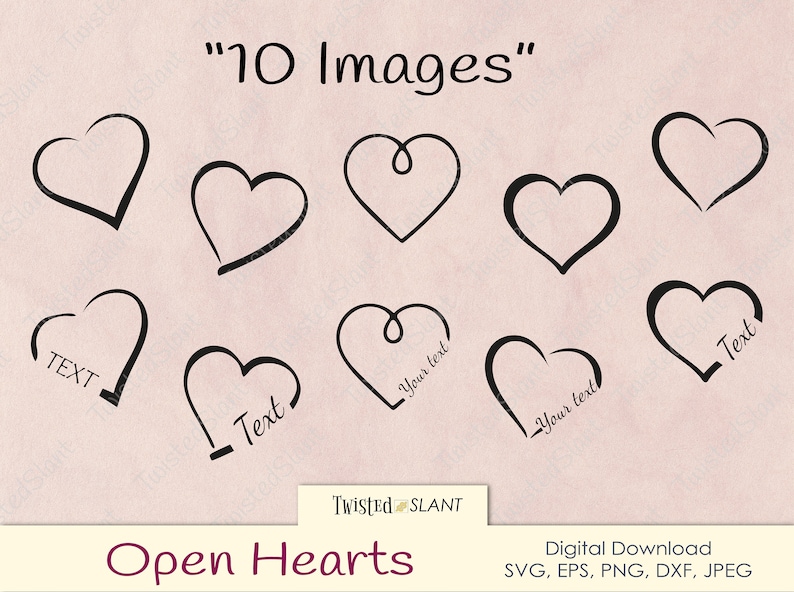 Heart Svg Bundle, Open Heart Svg, Loveheart, Heart SVG, Heart DXF, Open ...