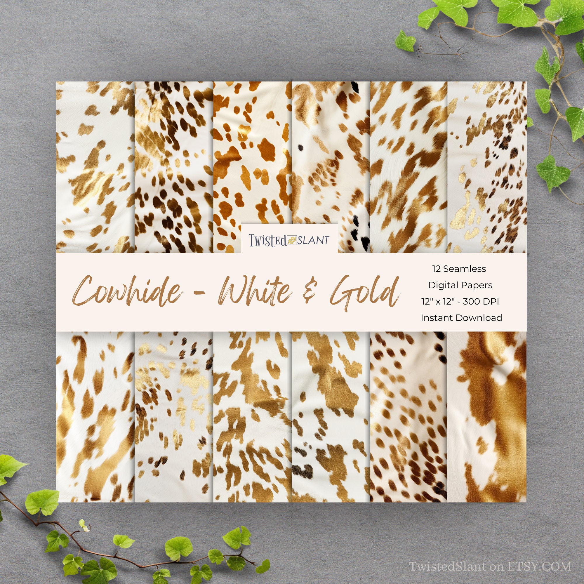 Cowhide Background Digital Paper INSTANT DOWNLOAD Western Digital Paper ...