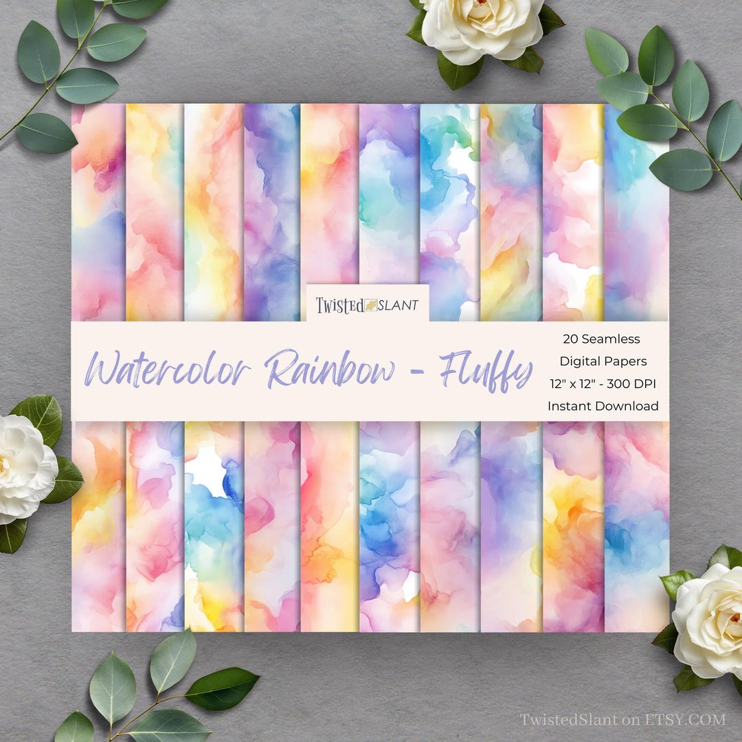 Watercolor Digital Paper Rainbow Colors Gradient | INSTANT DOWNLOAD ...