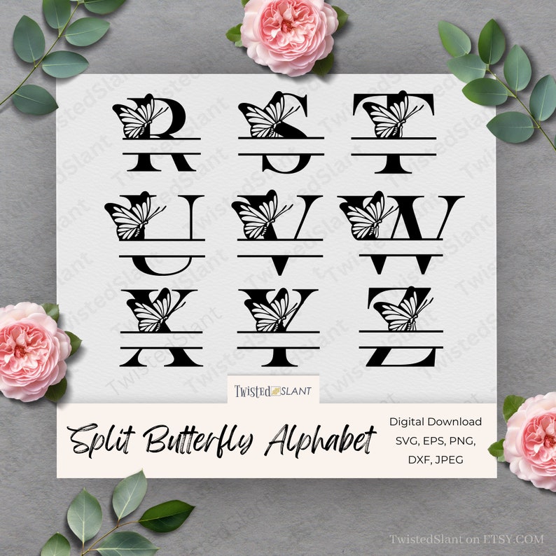 Split Butterfly Svg INSTANT DOWNLOAD Butterfly Alphabet Split Letter ...