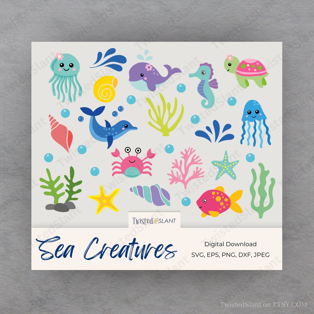 Sea Creatures Svg, Sea Animals Svg, Octopus Svg, Sea Turtle Svg, Crab ...