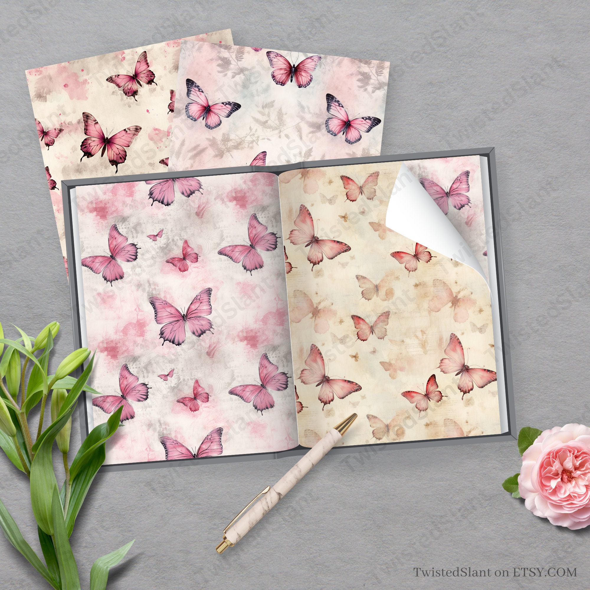 Bright Butterflies Digital Paper INSTANT DOWNLOAD Butterfly Digital ...