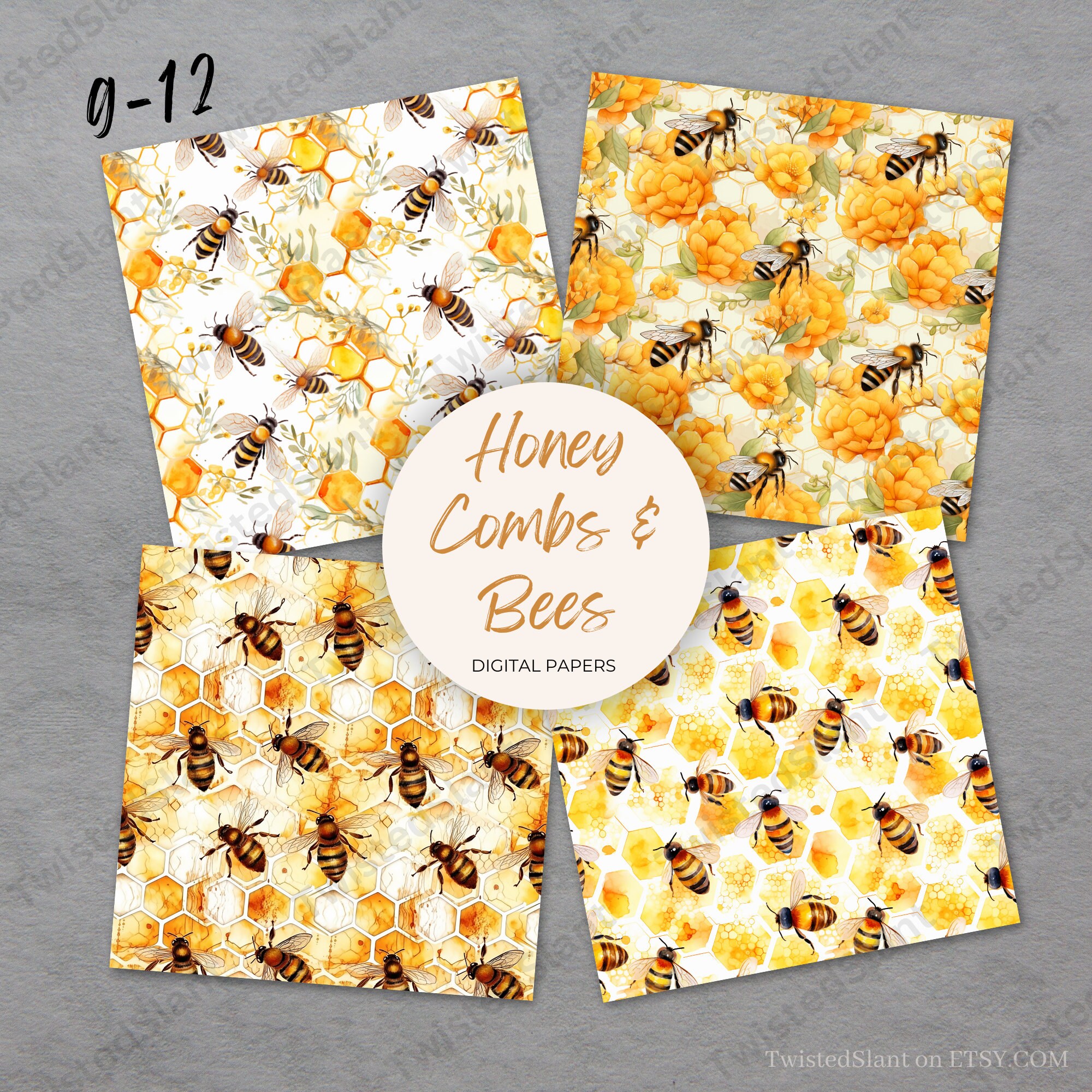 Honey Bee Digital Paper Seamless Pattern INSTANT DOWNLOAD Bee Digital ...