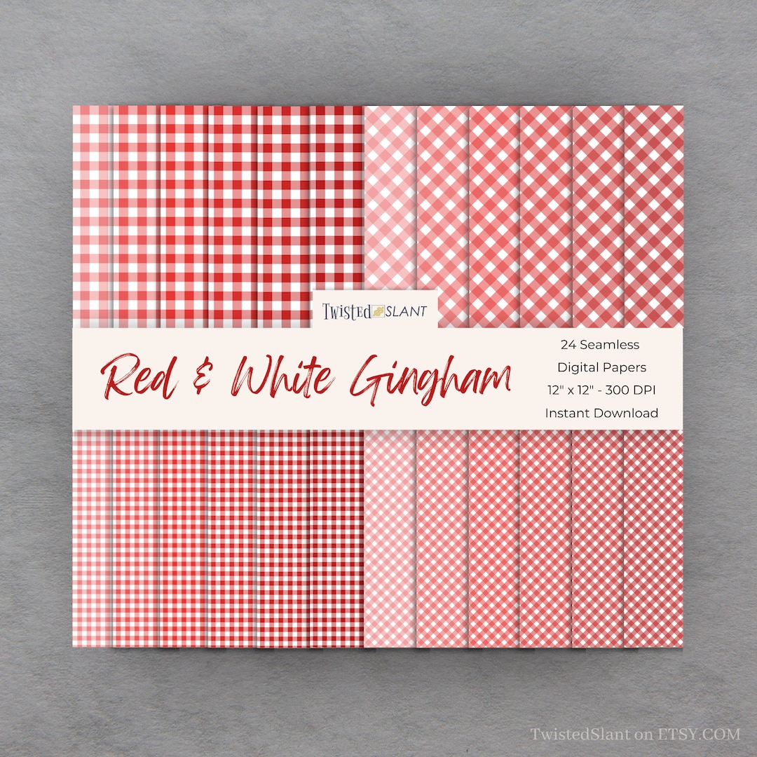 Red and White Gingham Digital Paper | INSTANT DOWNLOAD | Gingham ...