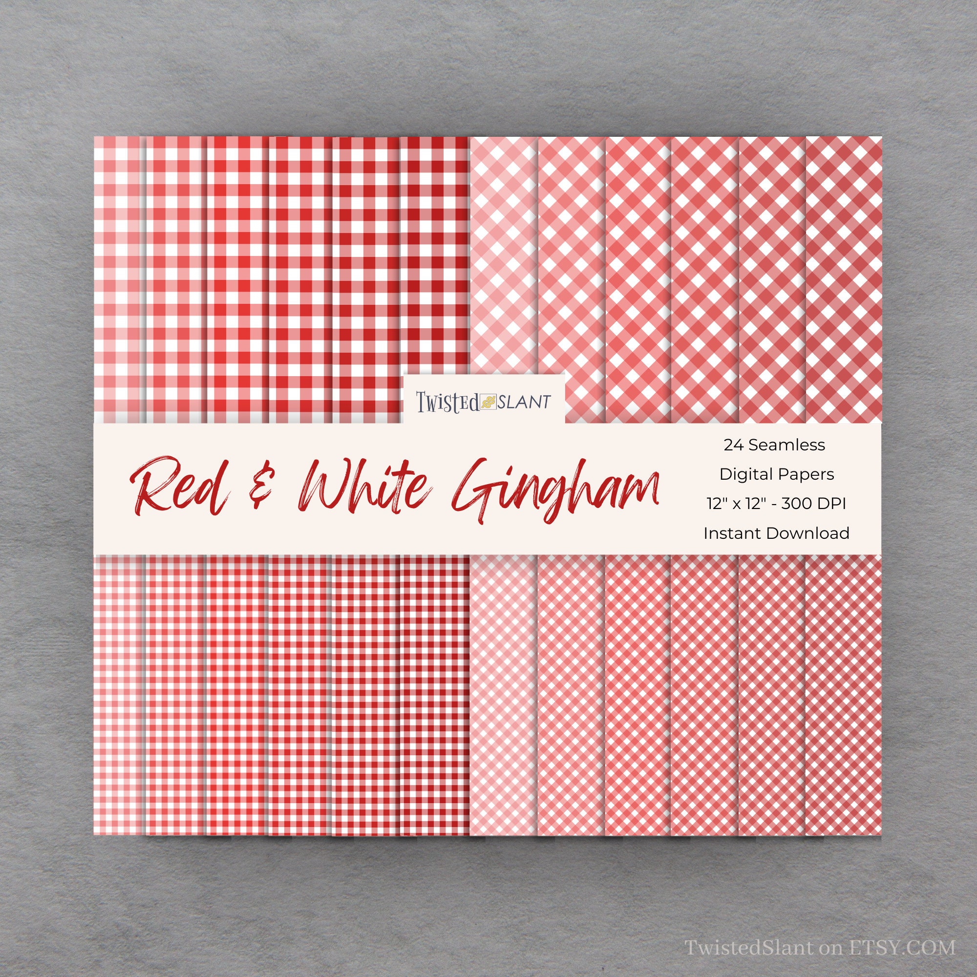 Red and White Gingham Digital Paper | INSTANT DOWNLOAD | Gingham ...