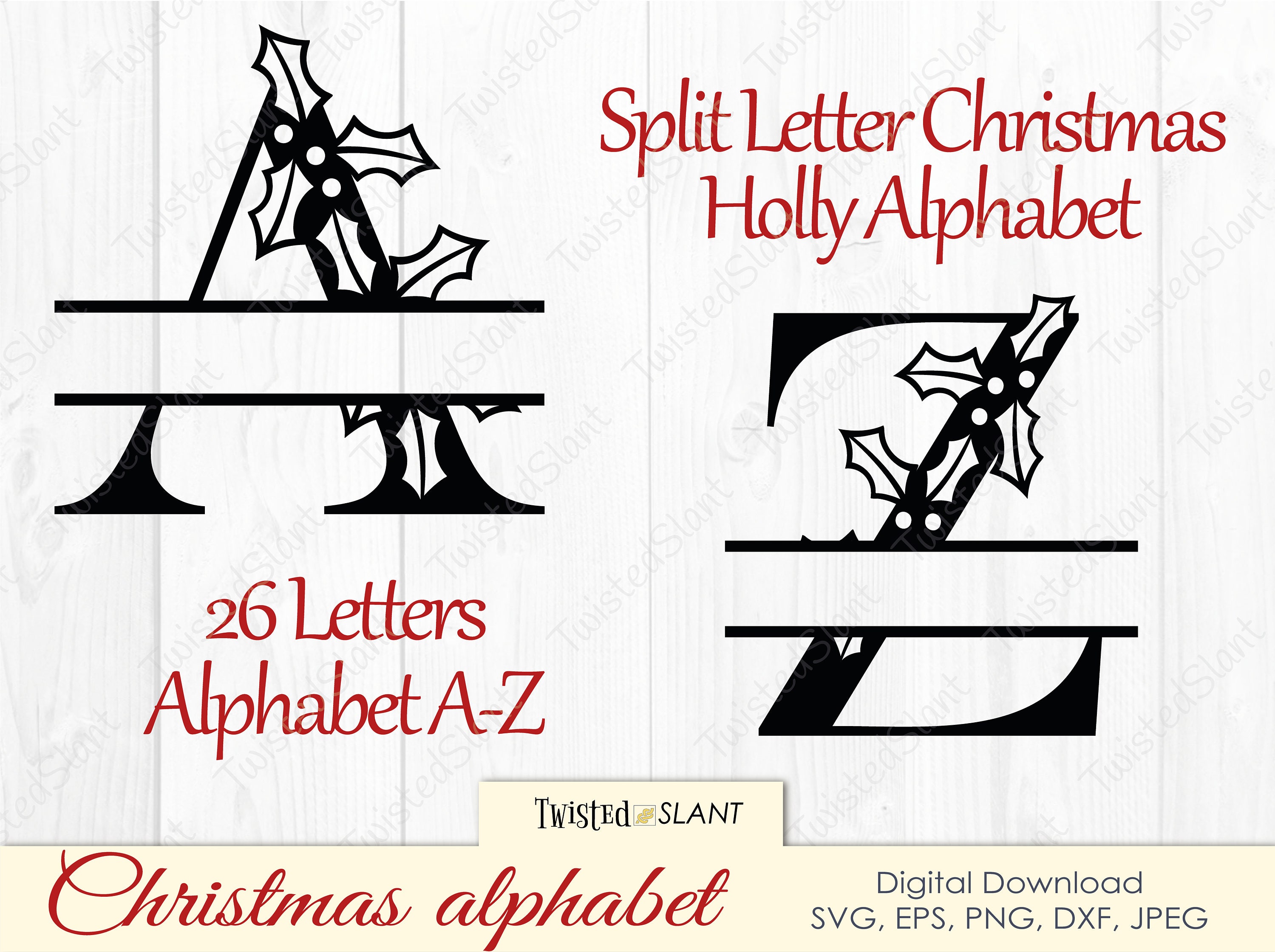 Christmas Monogram Svg, Split Letter Monogram Svg, Christmas Font Svg ...