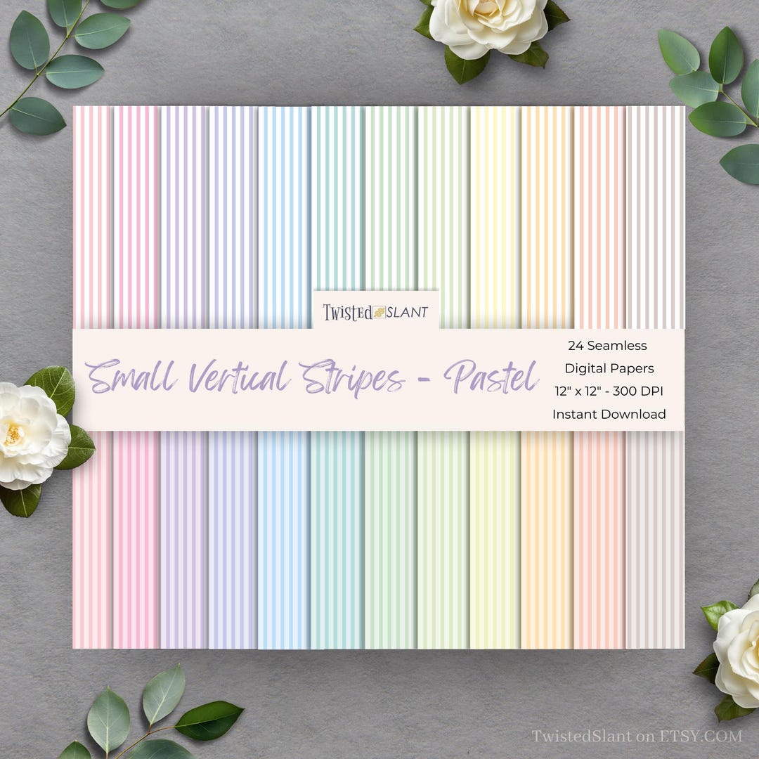 Pastel Vertical Stripes Digital Paper | INSTANT DOWNLOAD | Striped ...