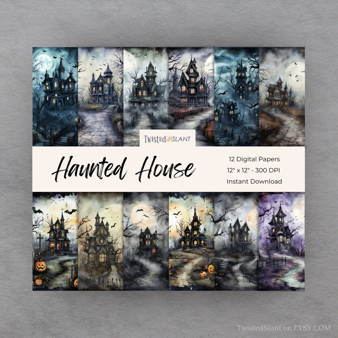 Haunted House Digital Paper | INSTANT DOWNLOAD | Gothic Scrapbook ...