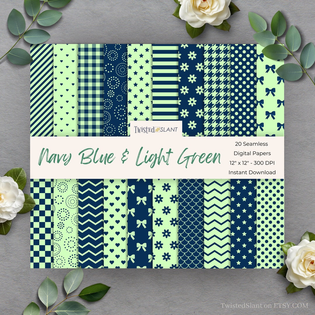 Navy and Green Geometric Digital Paper: Seamless Pattern Collection ...