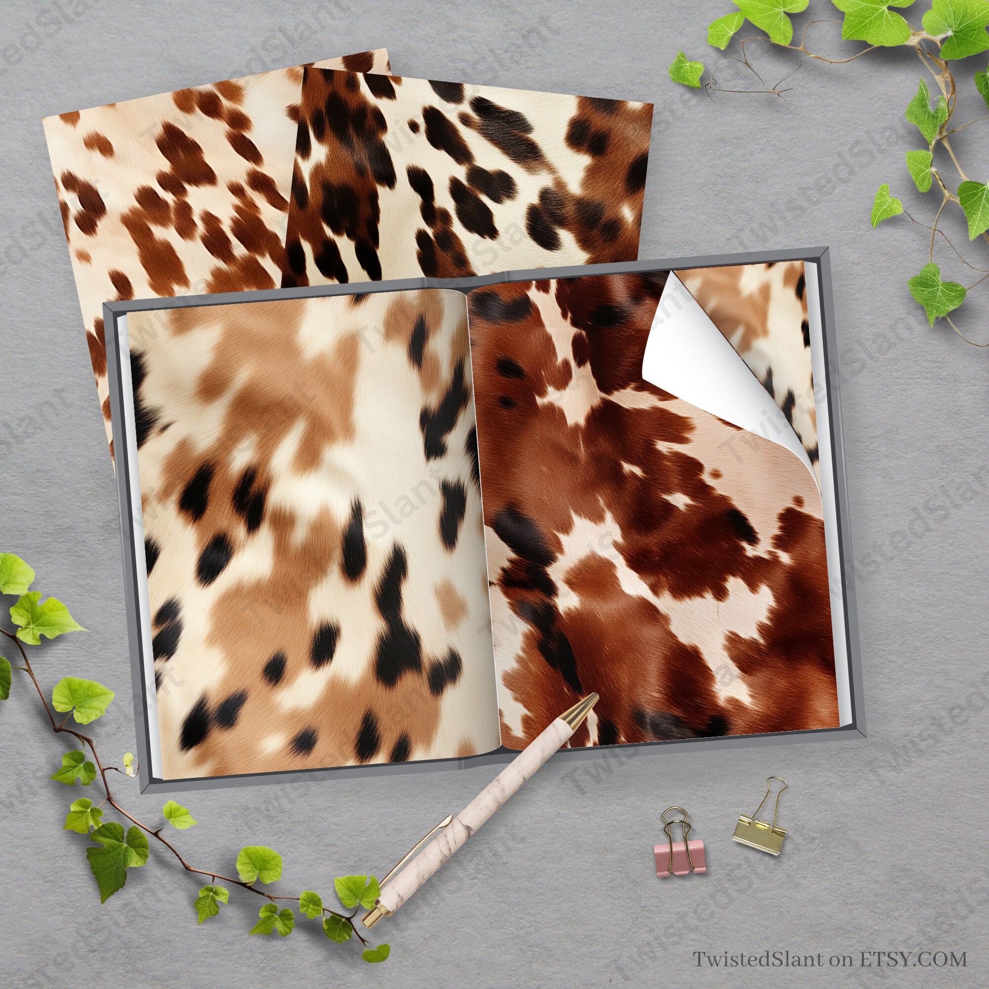 Cowhide Background Digital Paper INSTANT DOWNLOAD Western Digital Paper ...