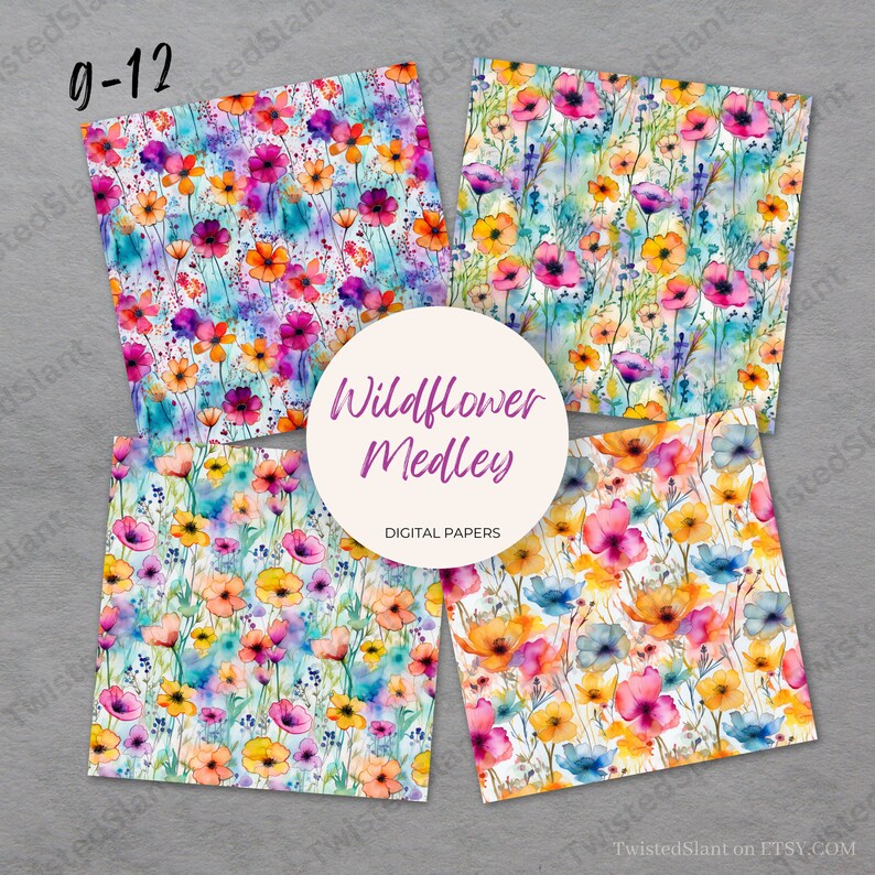 Wildflowers Printable Digital Papers | INSTANT DOWNLOAD | Wildflower ...