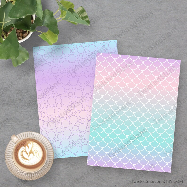 Mermaid Digital Paper Mermaid Tail Clipart Seamless Papers - Etsy
