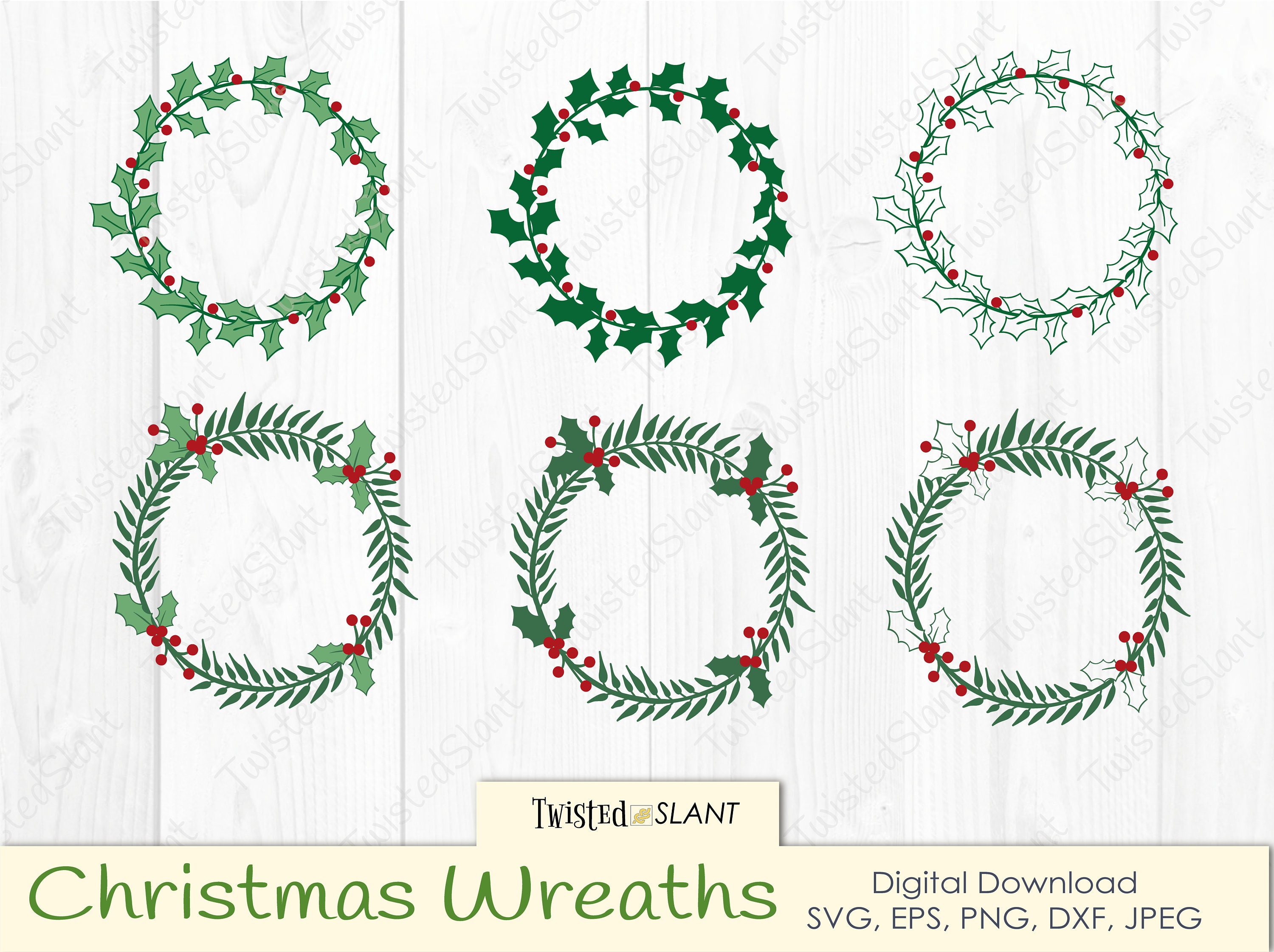 Christmas Wreath Svg, Christmas Wreath Clipart, Holly Svg, Christmas ...