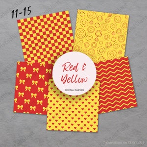 Red and Yellow Geometric Digital Paper: Seamless Pattern Collection ...