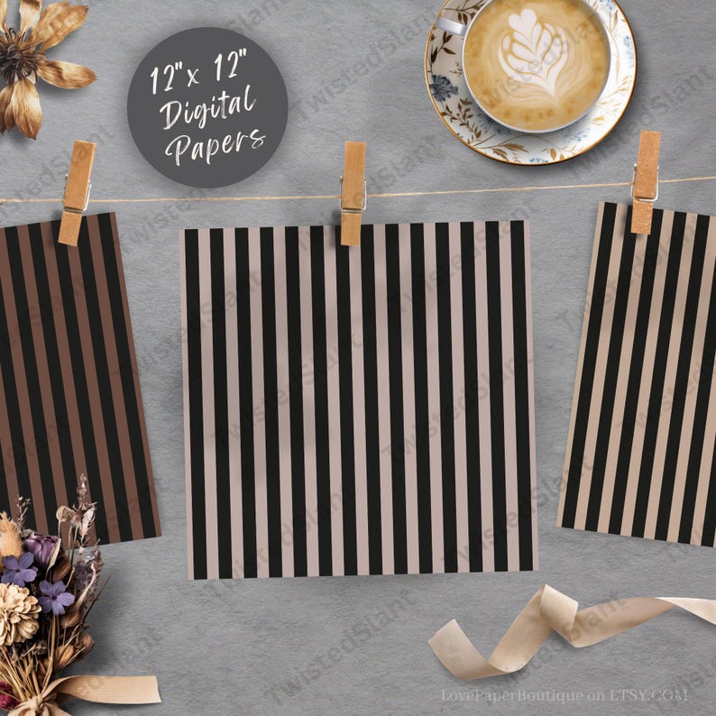 Vertical Stripes Digital Paper | INSTANT DOWNLOAD | Striped Background ...