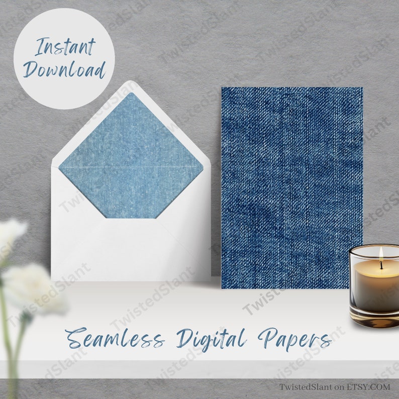 Denim Digital Paper INSTANT DOWNLOAD Fabric Junk Journal Jeans Digital ...