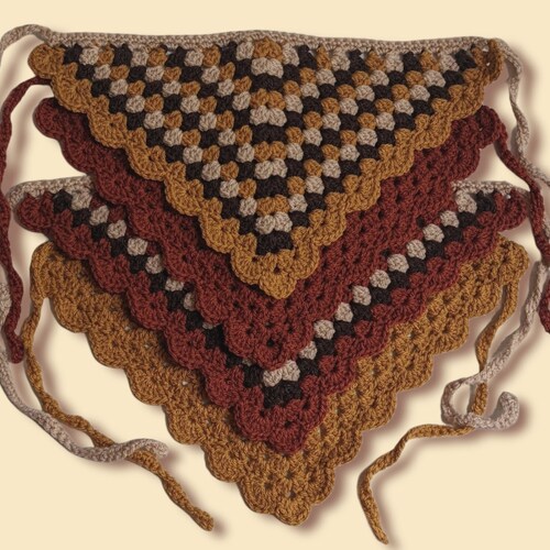 Crochet Checkered Bandana - Etsy