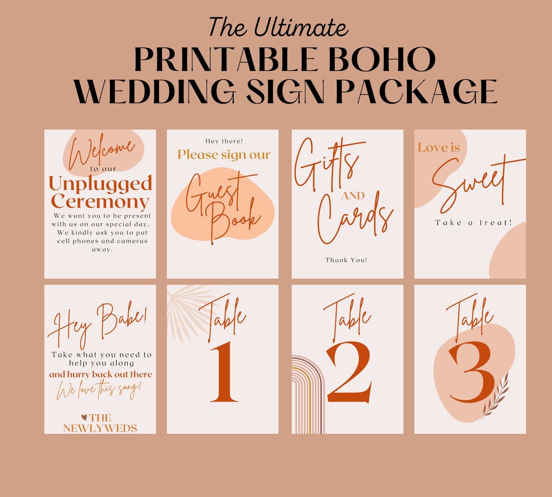 The Ultimate Boho Wedding Sign Package! - Etsy